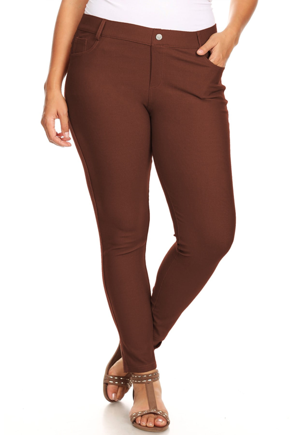 Women's Stretchy Slim Jeggings with 5 Pockets Cotton Blend, Coffee X ...