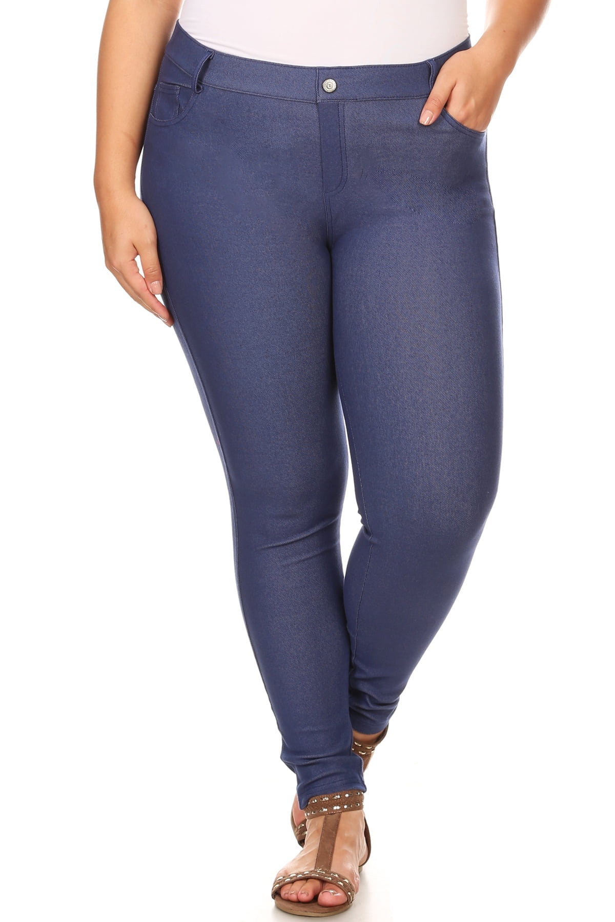 Women's Stretchy Slim Jeggings with 5 Pockets Cotton Blend, Denim Blue ...
