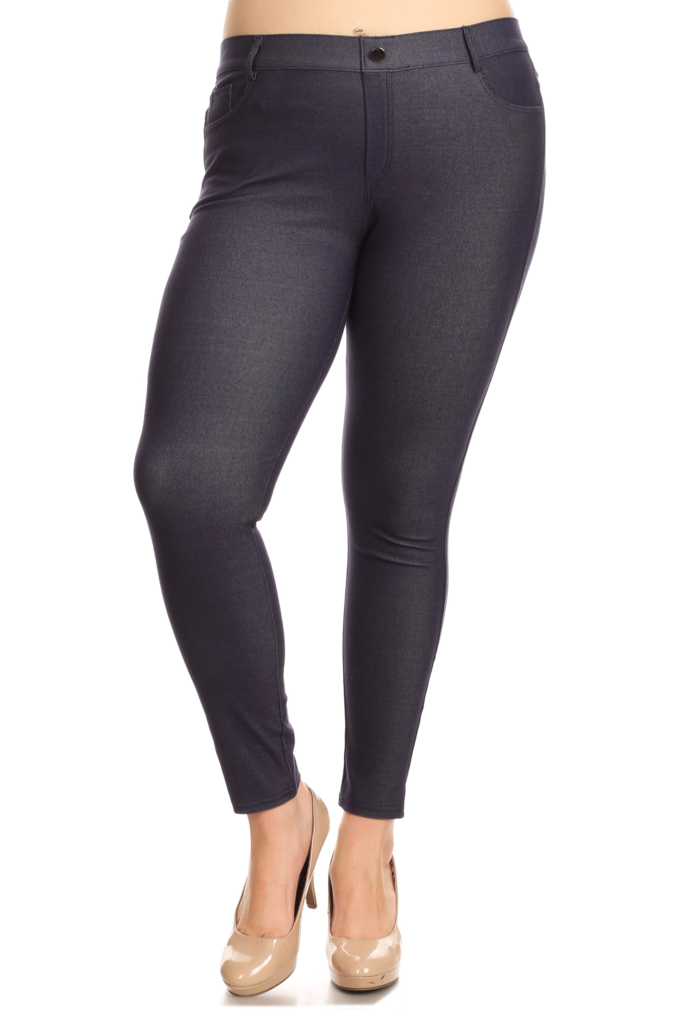 Women's Stretchy Slim Jeggings with 5 Pockets Cotton Blend, Navy 2X ...