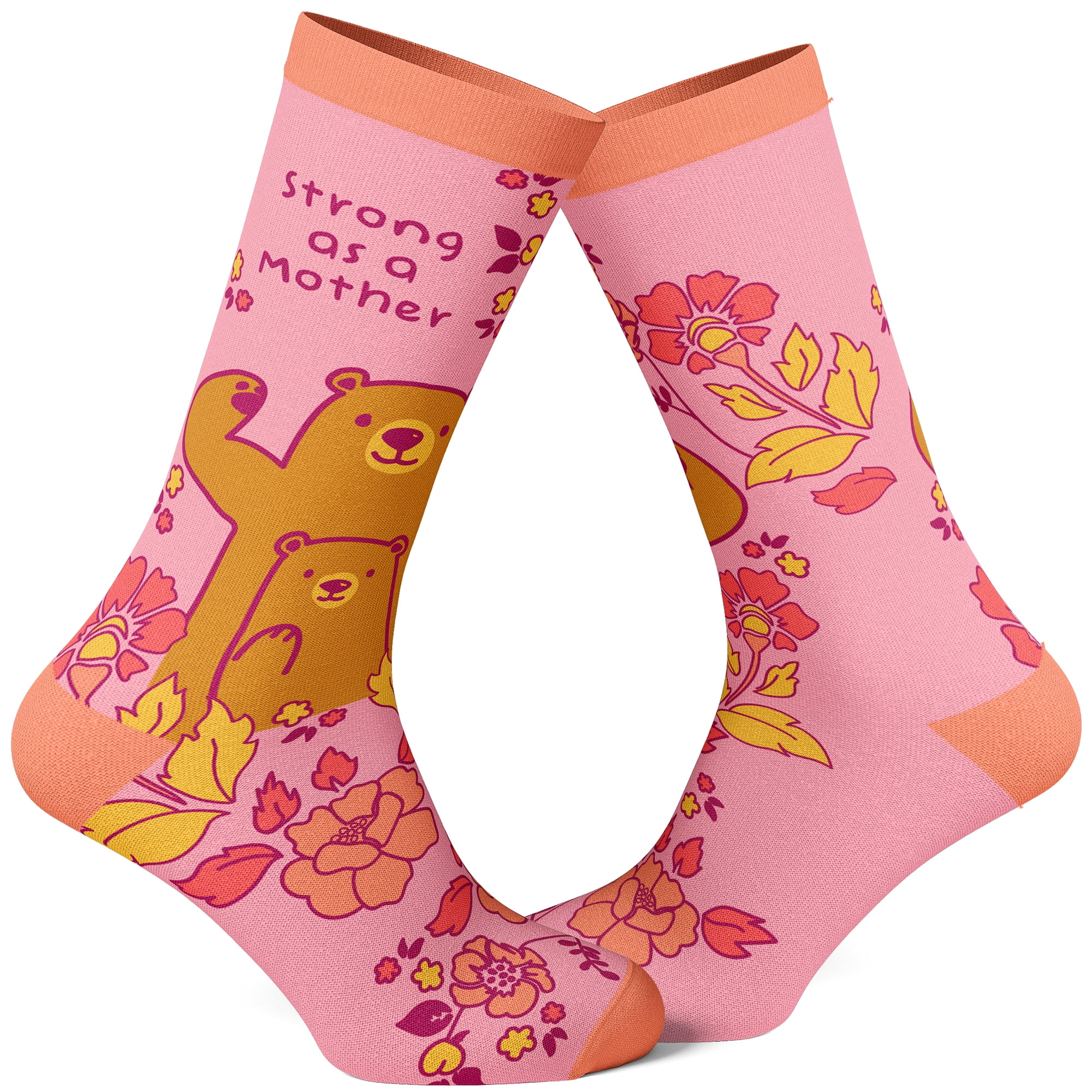 Women's Strong As A Mother Socks Cute Mother's Day Momma Bear Parenting ...