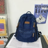 Women's Stylish Denim Backpack Washed School Bag Spacious Travel Laptop ...