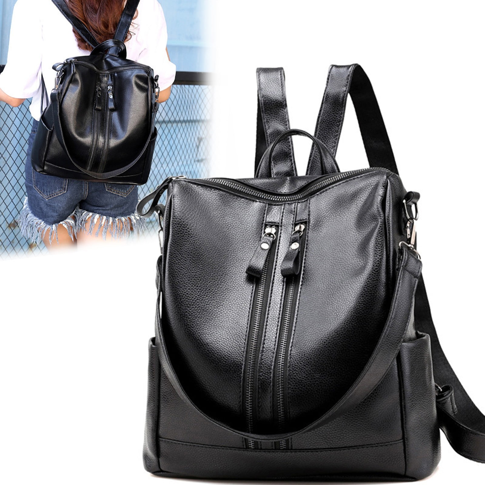 Women's Stylish Leather Backpack, WaterResistant Simulated Design ...