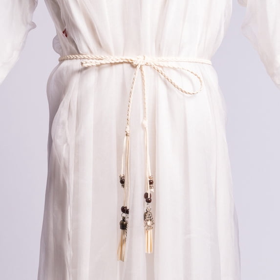 Women's Stylish Thin Belt Ladies Braided Tassel Knot Decor Dress ...