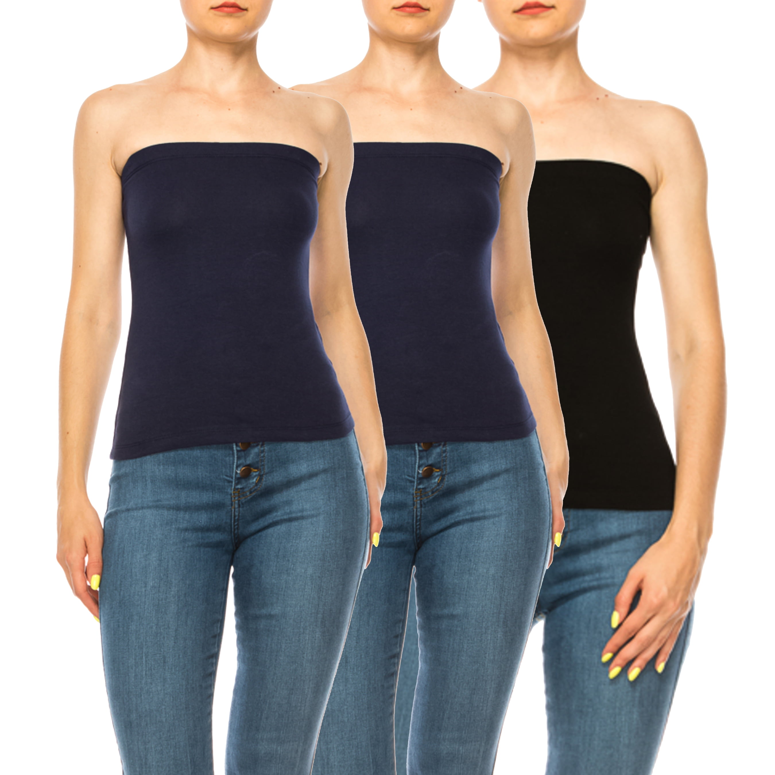 Women's Stylish Tubetop features an Elastic Top (3-pack) - Walmart.com