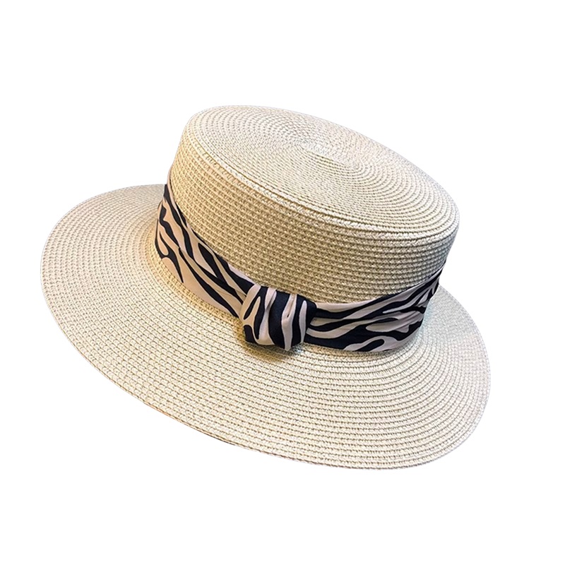 Women s Stylish Wide Brim Straw Hat with Leopard Print Belt for Summer ...