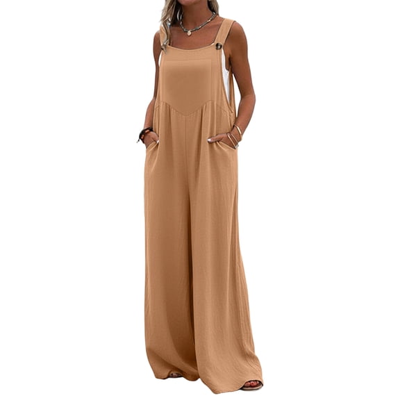 Women's Stylish Wide Leg Sleeveless Jumpsuit Strappy Design Loose Fit ...