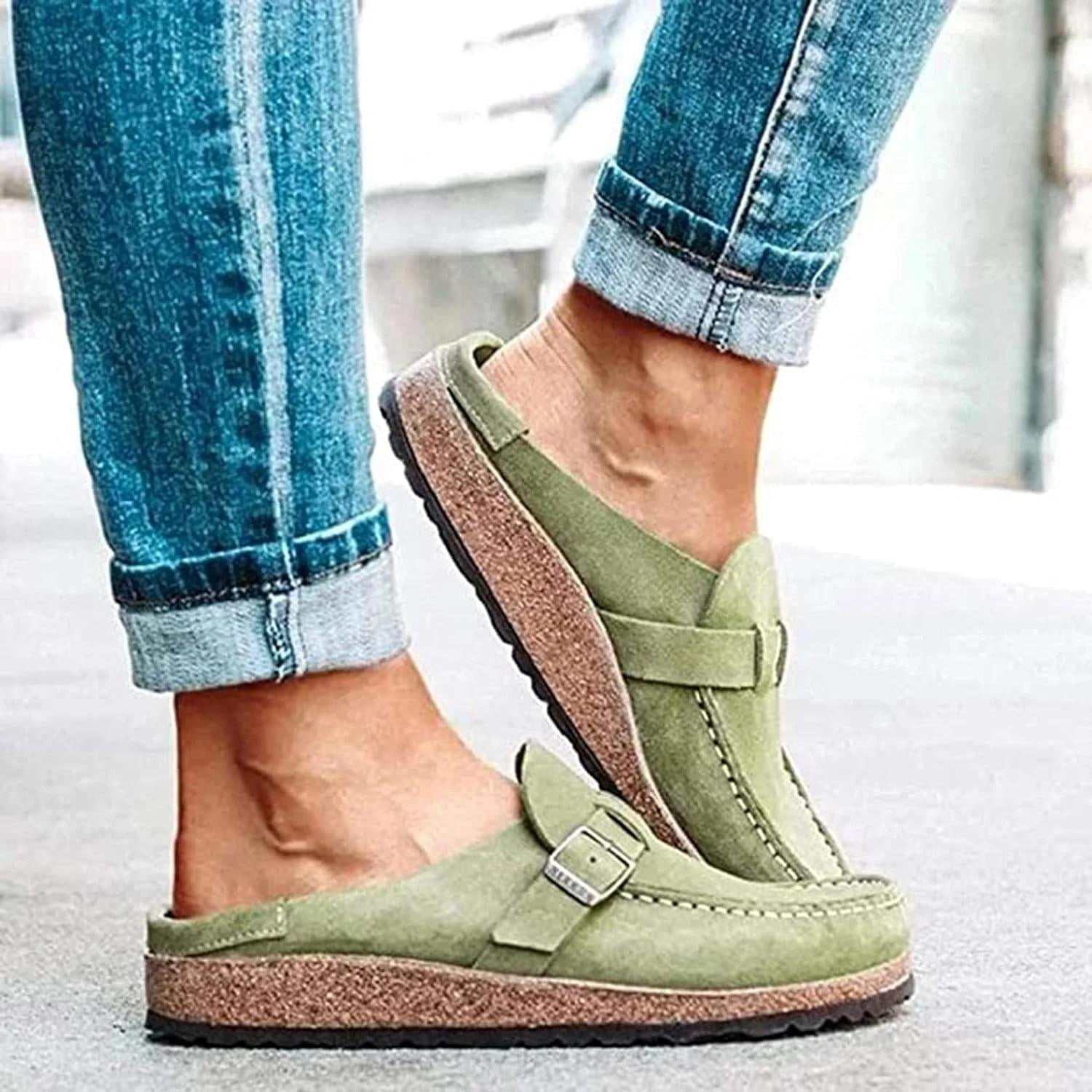 Women's Suede Clogs Mules Garden Loafer Shoes Memory Foam Slipper ...