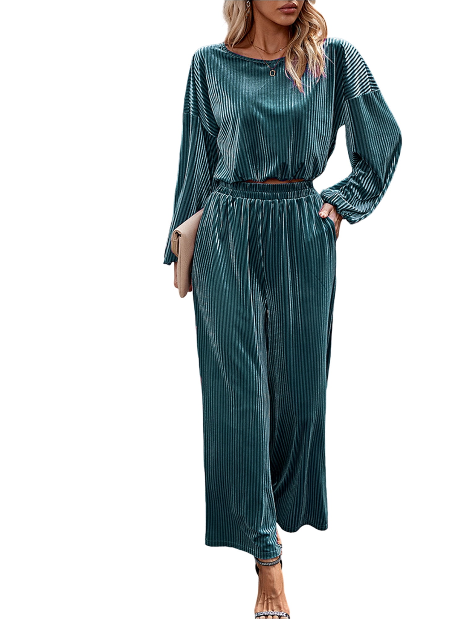 Women’s Suit Diyun 2024 Dark Green Pant Suit Long Sleeves Commuter ...