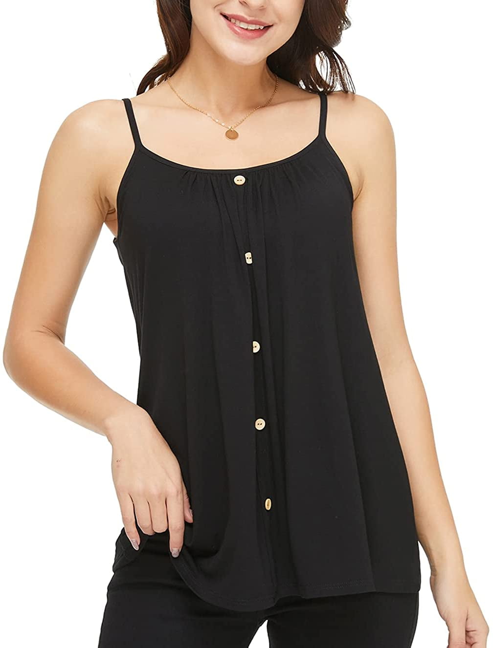 Women's Summer Casual Sleeveless Camis Tank Tops Loose Flowy Cute Tunic ...