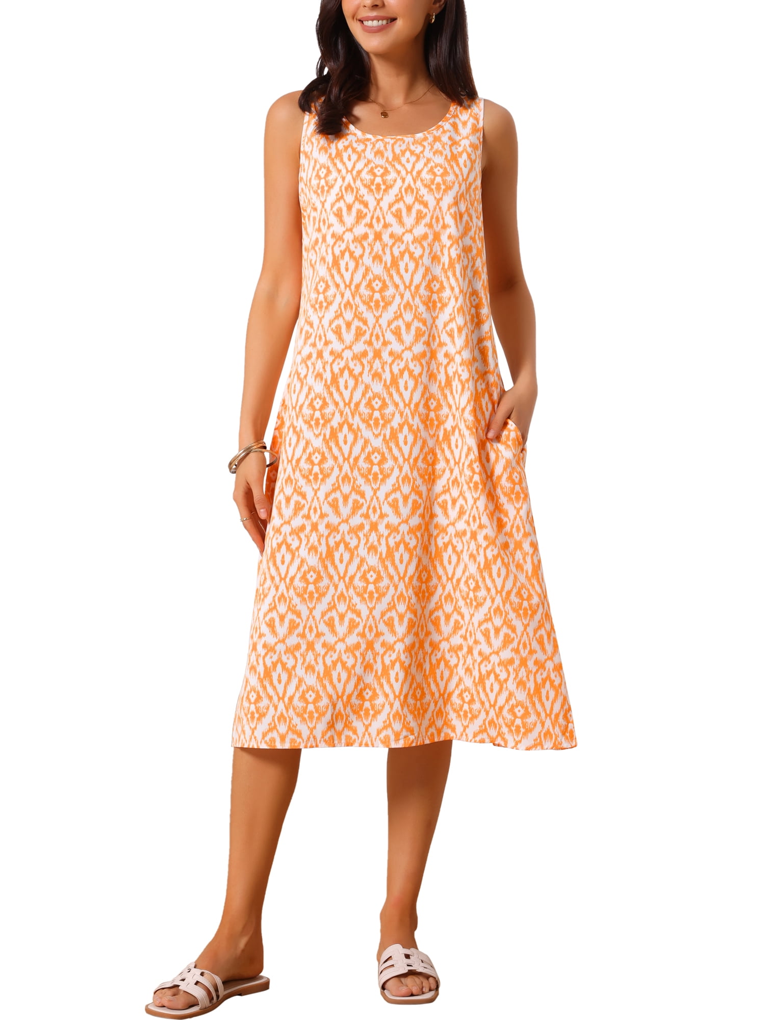 INSPIRE CHIC Women's Sleeveless Boho Ikat Print Sundress Casual Mother ...