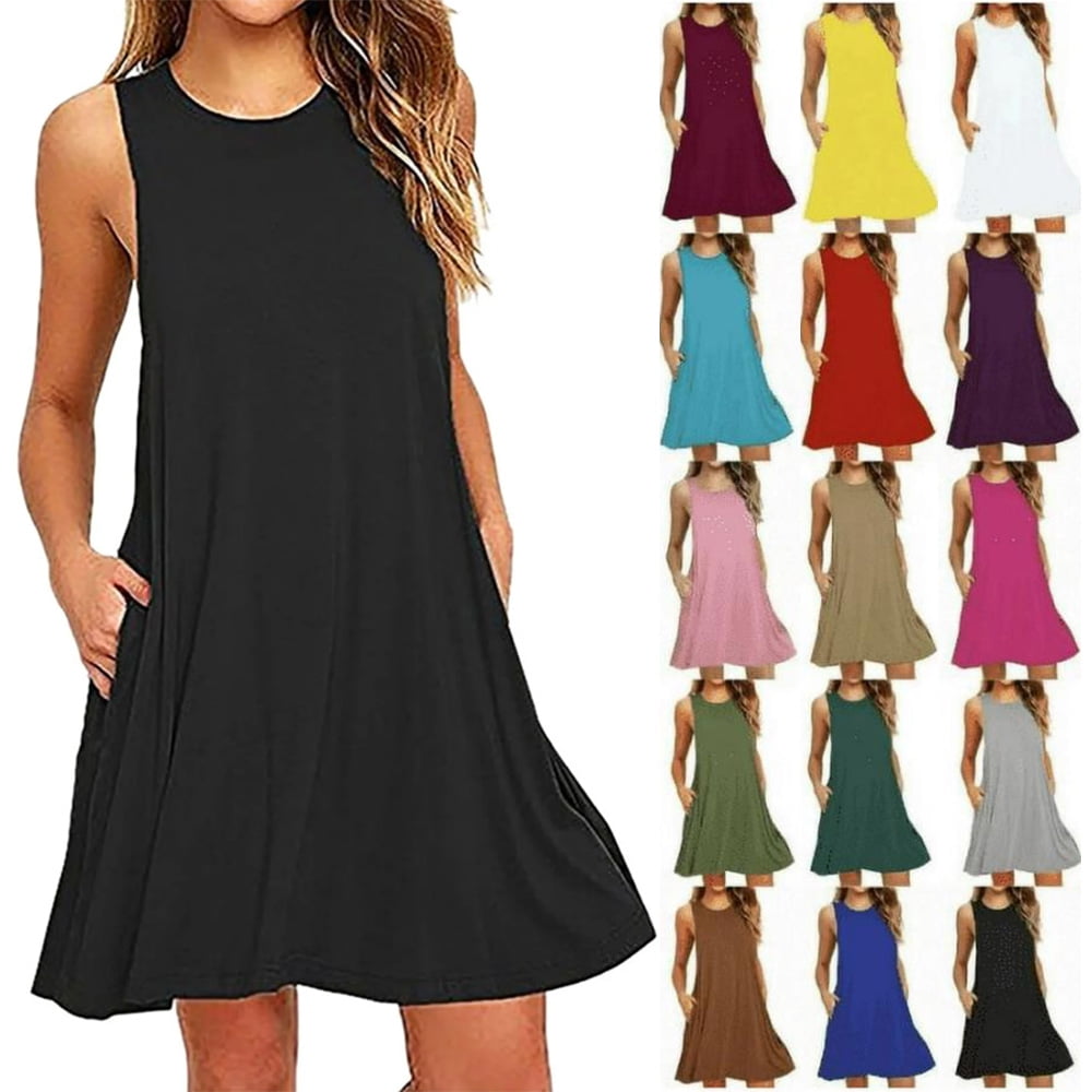 WXLWZYWL Women's Summer Dresses Casual Swing Dresses Beach Loose ...