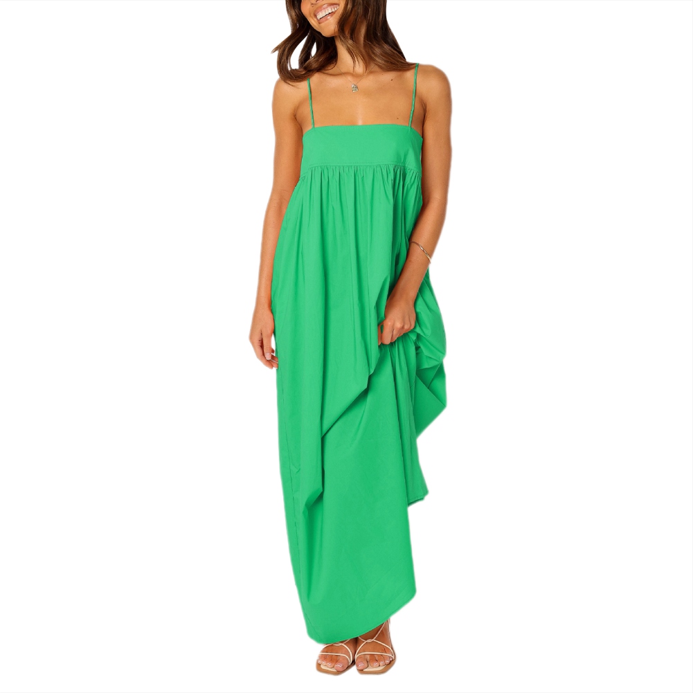 Women's Summer Dresses Pure Color Minimalist Halter Flutter Pleated ...