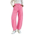 Women's Summer Fashion Casual Daily Plaid Button Zipper Elastic Waist ...