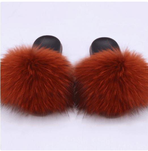 Women's Summer Fluffy Solid Fluffy Faux Fur Slides Slippers Long Hair ...