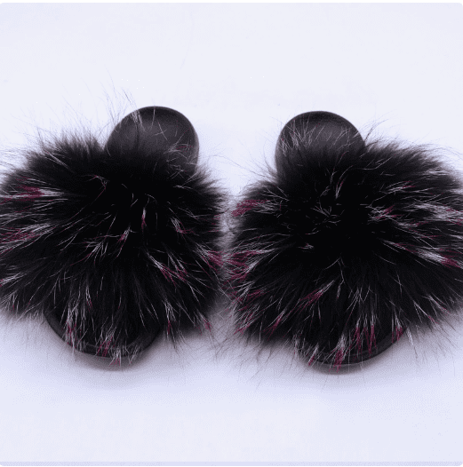 Women's Summer Fluffy Solid Fluffy Faux Fur Slides Slippers Long Hair ...