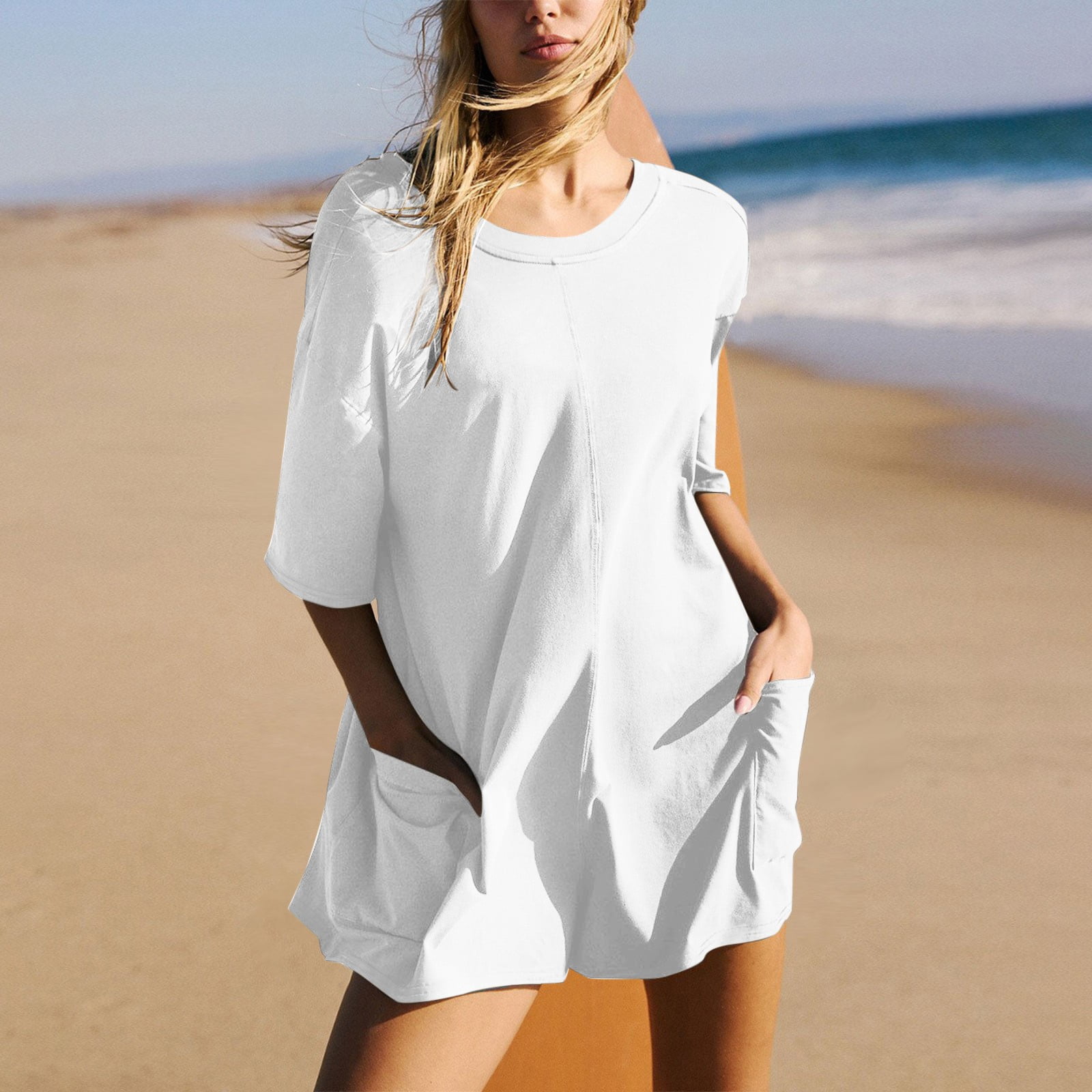 Women's Summer Oversized Tee Romper Casual Workout Athletic Romper ...