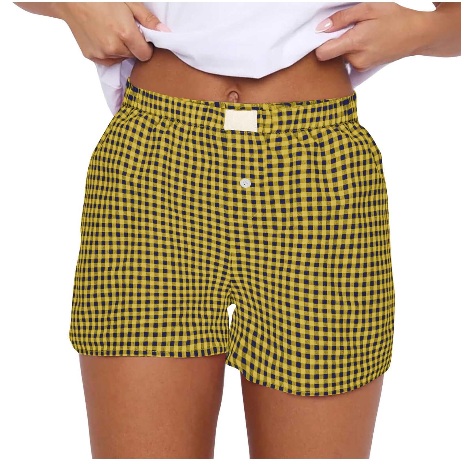 Women's Summer Plaid Pajama Shorts Elastic Waist Casual Pjs Bottoms ...