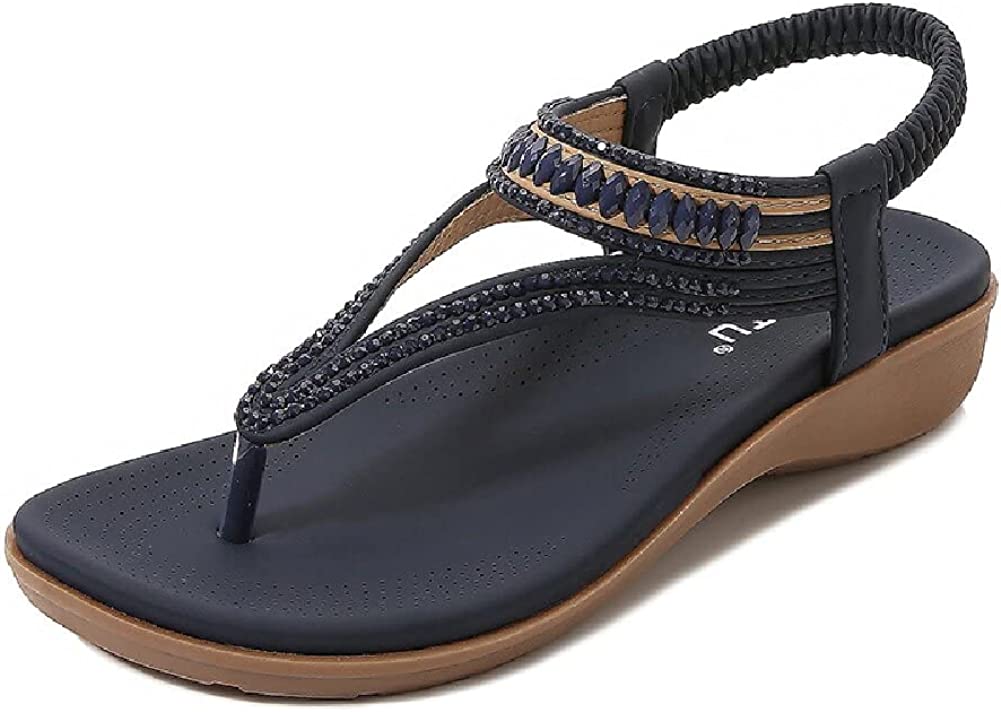 Women's Summer Sandals Beach Wedge Sandals Casual Comfort Flatsole ...