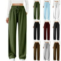 BLVB Linen Pants for Women Summer Casual High Waisted Drawstring Beach ...