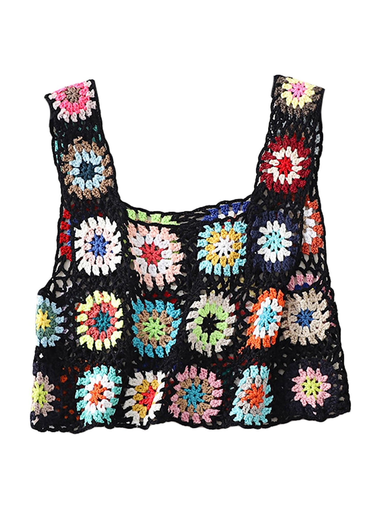 Women's Summer Sleeveless Tank Tops Colorful Hand-Made Crochet ...