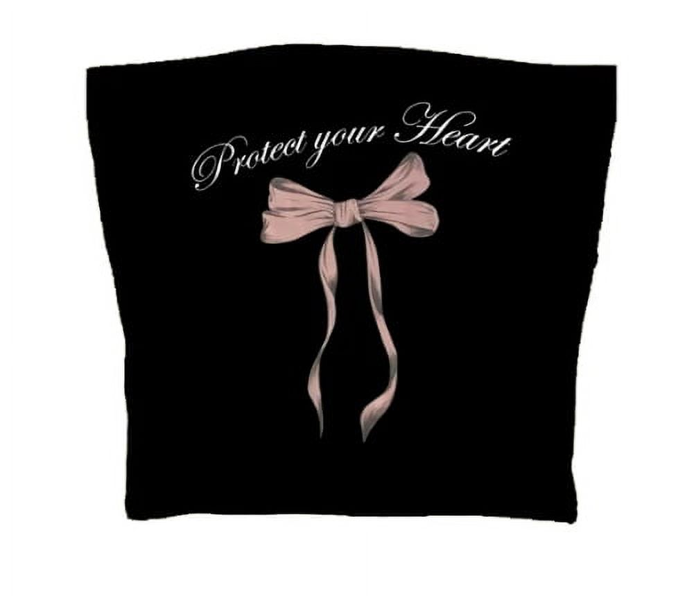 Women's Summer Slim Tube Tops, Letter Bowknot Print Strapless ...