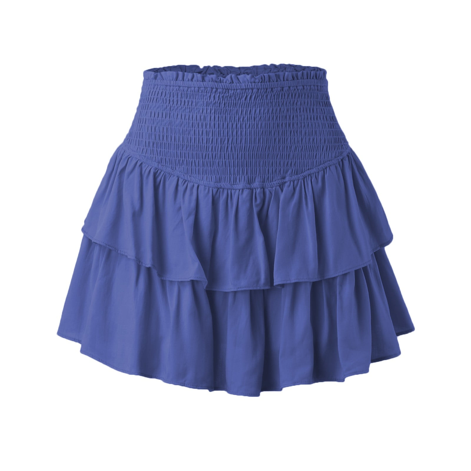 Women's Summer Solid Color Pleated Double Layer Cake Skirt Sexy Hot Girl Leaf Skirt Leather ...