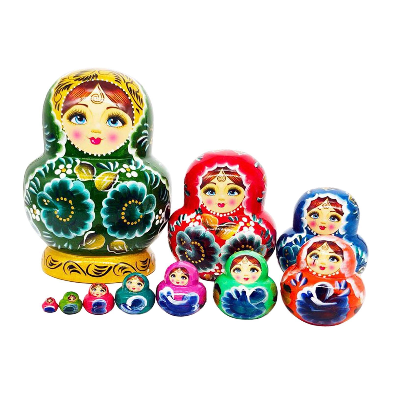 MERIGLARE 10 Layer Wooden Russian Nesting Doll Matryoshka Dolls ...