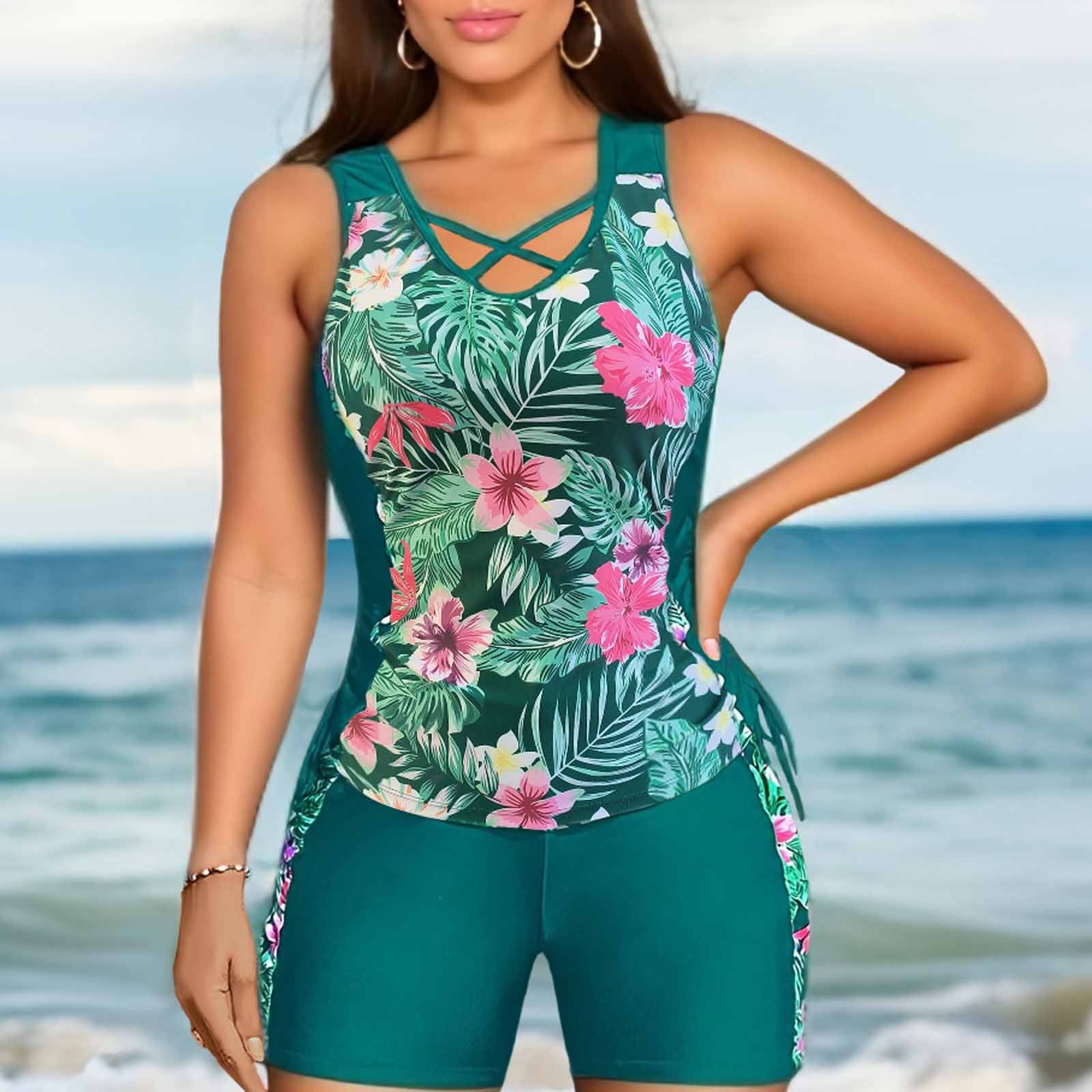 Women's Summer Swimwear Clearance AKAFMK Tankini Swimsuits for Women ...