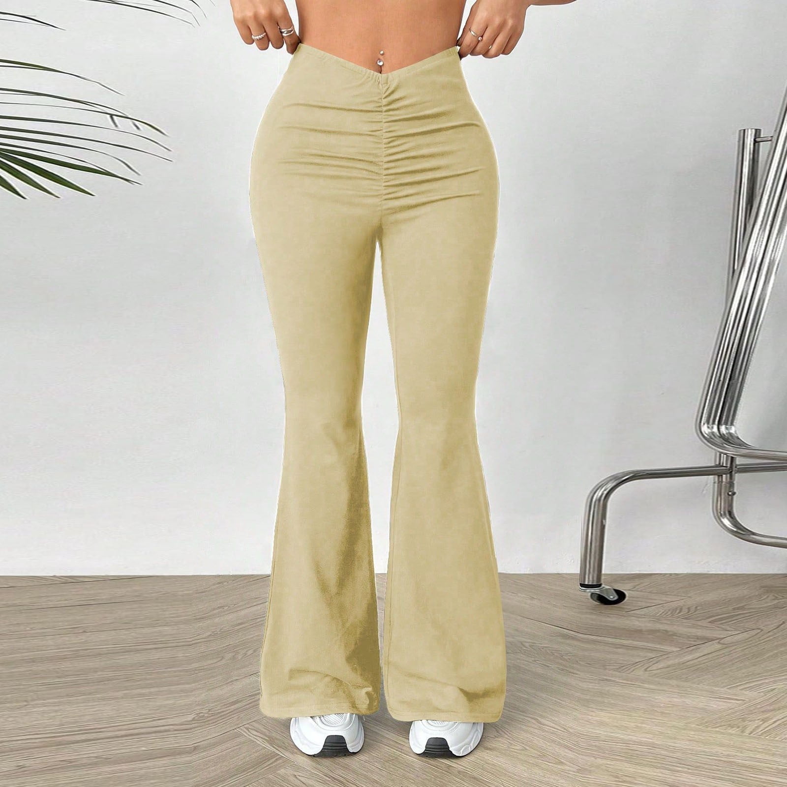 Women's Summer V Shaped Waist Slightly Flared Pants Long Pants And ...