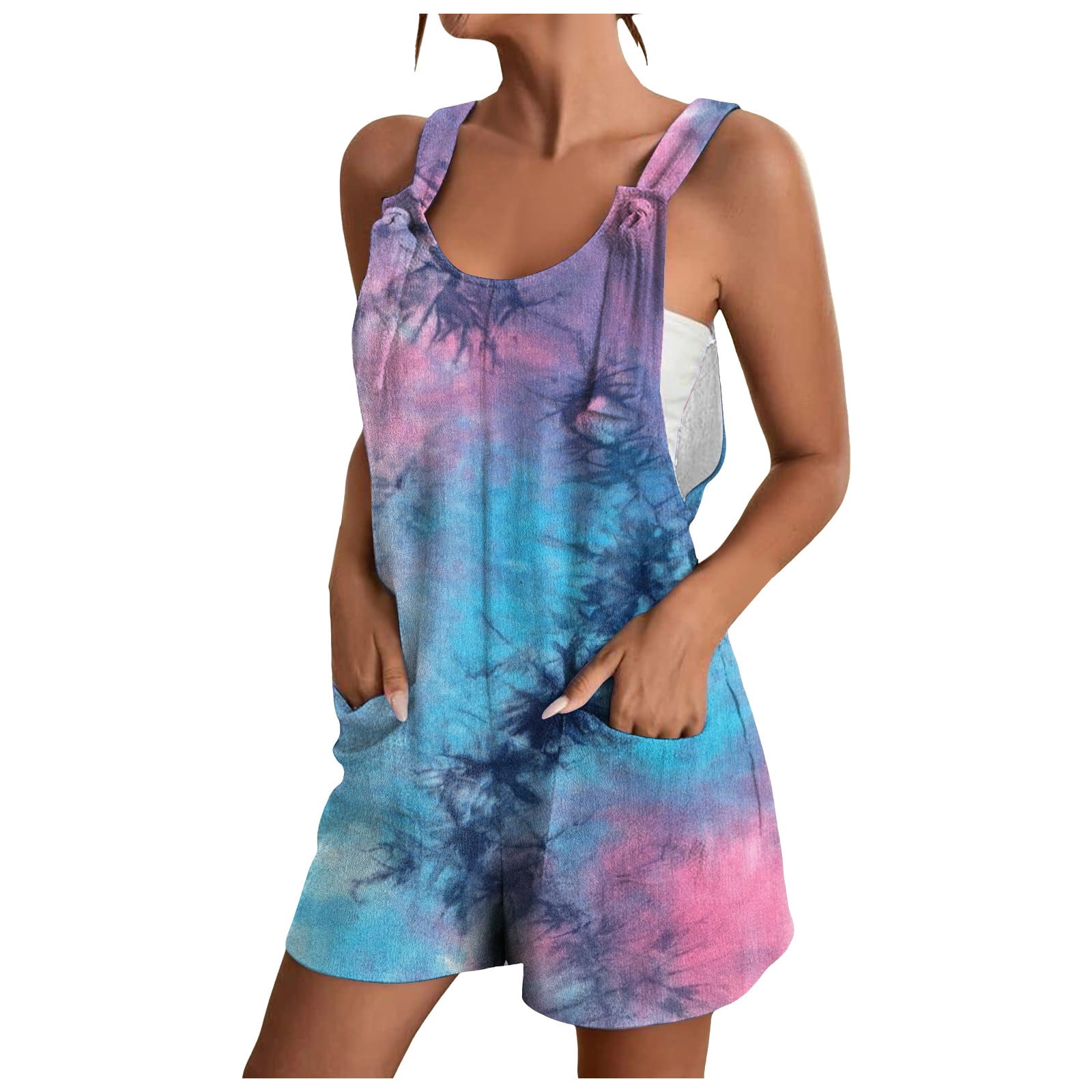 Women's Summer Wide Leg Linen Jumpsuits Dressy V Neck Sleeveless Casual ...