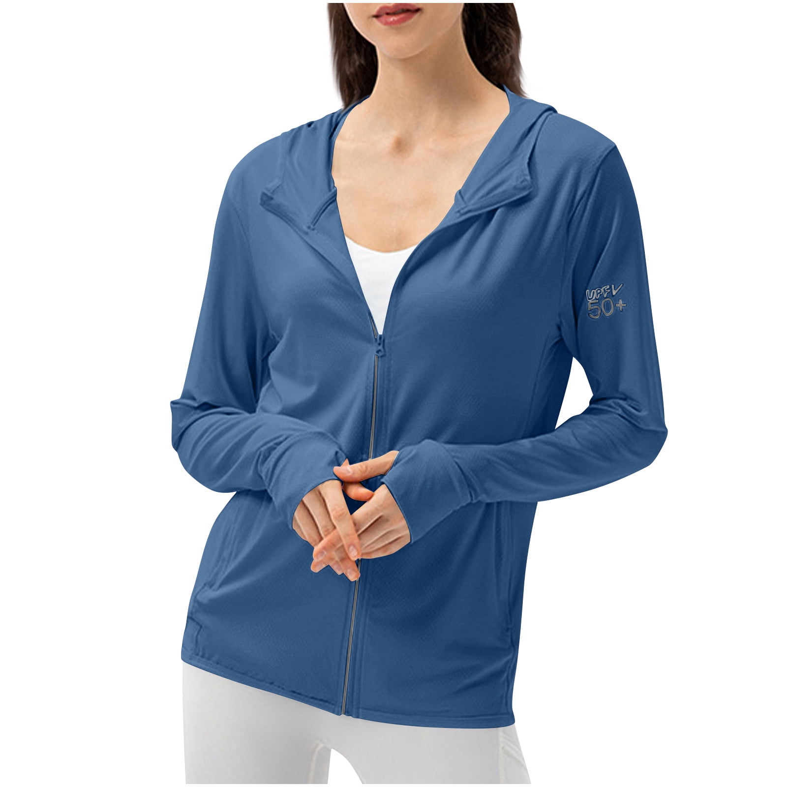 Women's Sun Protection Jacket UPF 50+ Full Zipper Long Sleeve UV Hoodie Shirts Outdoor Athletic ...