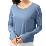 Women's Sun Protection Long Sleeve Shirts, UPF 50+ UV Rash Guard Round ...