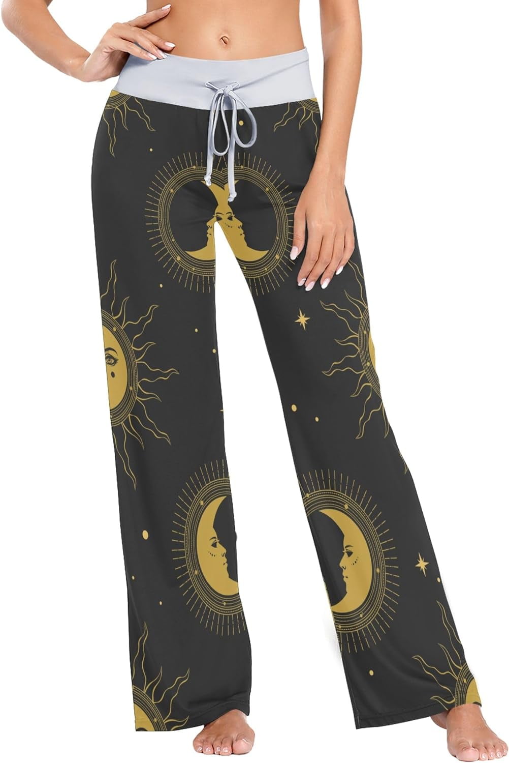 Women's Sun and Moon in Starry Sky Pajama Pants, Casual Pajama Bottoms ...