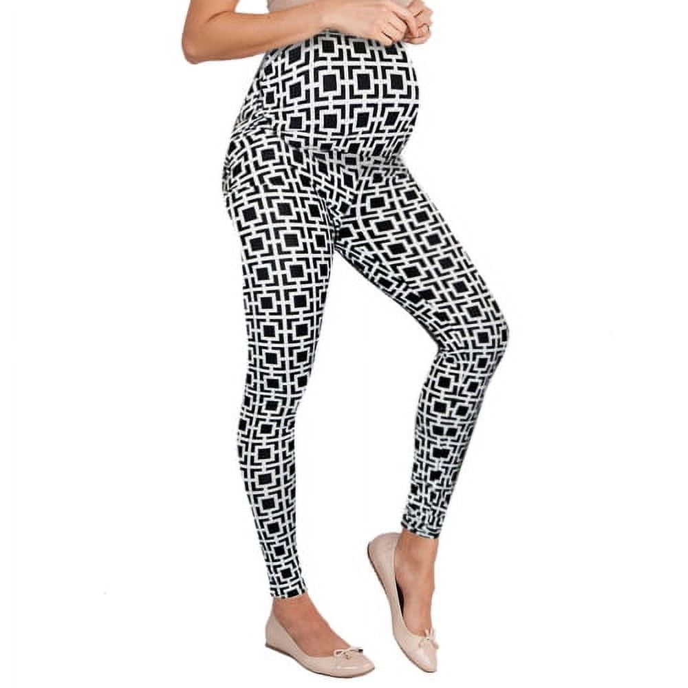 Women's Super Comfy Maternity Leggings LM48224X 10275 IVORY/BLAC 2X ...