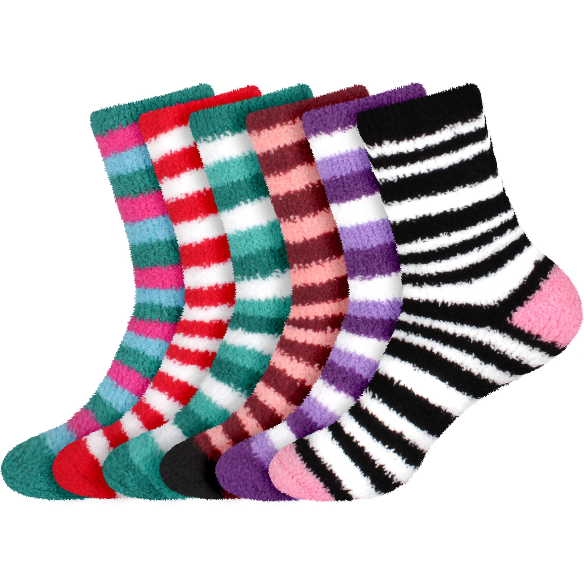 Women's Super Fuzzy Crazy Colorful Fun Cute Cozy Striped Socks - 6 ...