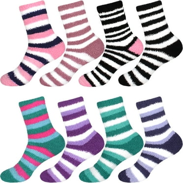 Women's Super Fuzzy Crazy Colorful Fun Cute Cozy Striped Socks - 6 ...