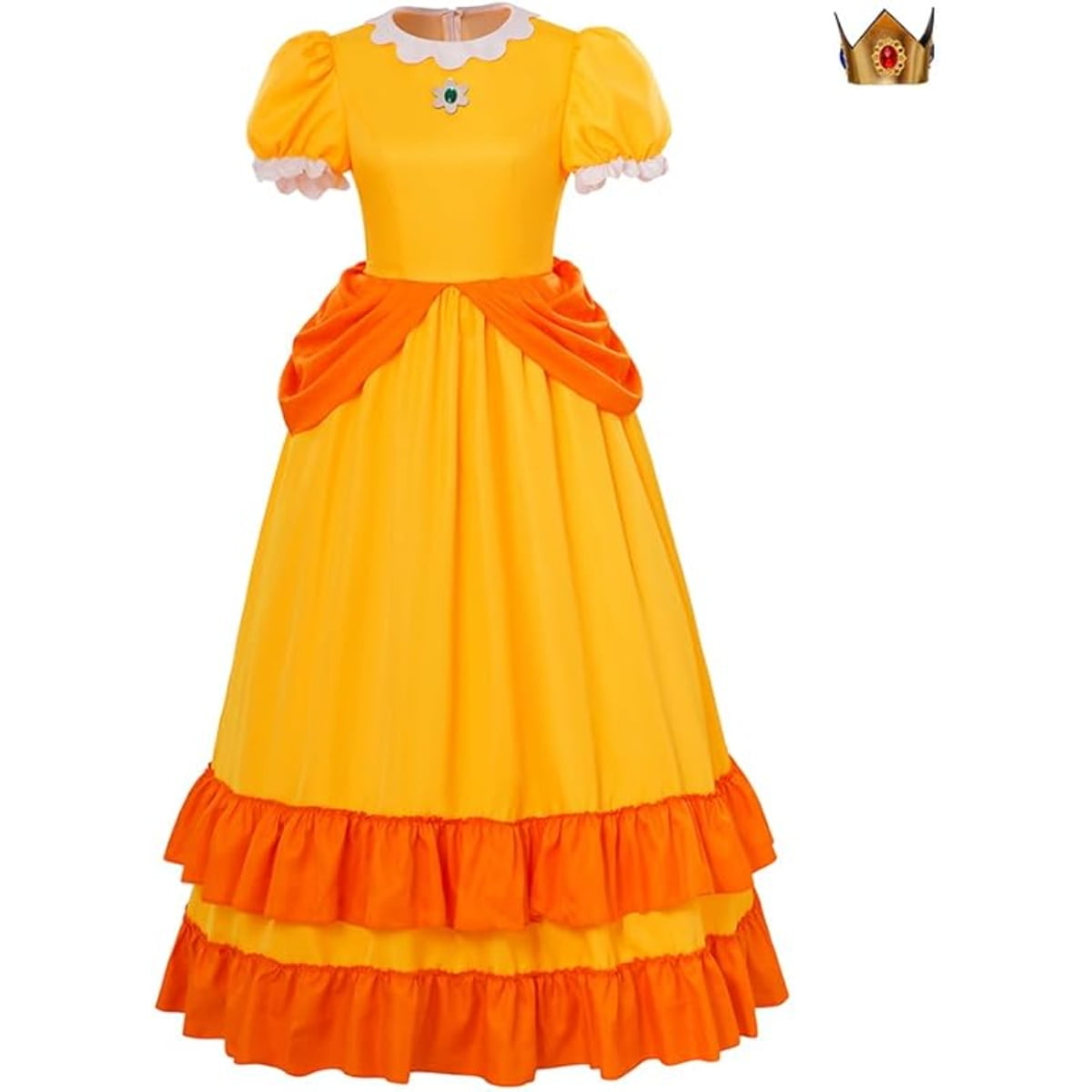 Women’s Super Mario Princess Daisy Sexy Yellow Fancy Dress Outfit for ...