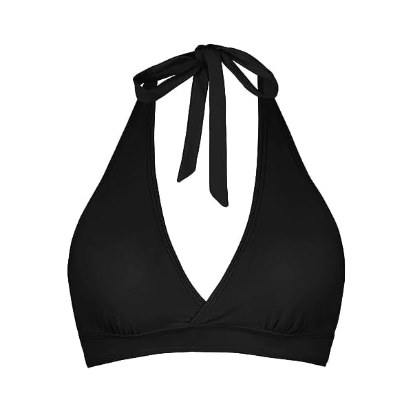 Women's Supportive Halter Bikini Padded Push Up Ruched Bust Hook Back ...