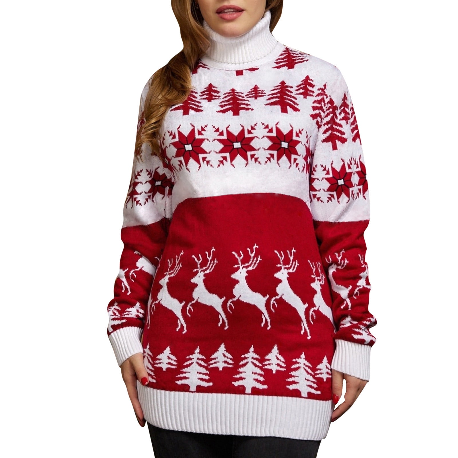 Women's Sweaters Oversized Christmas Sweater Casual Christmas Tree ...