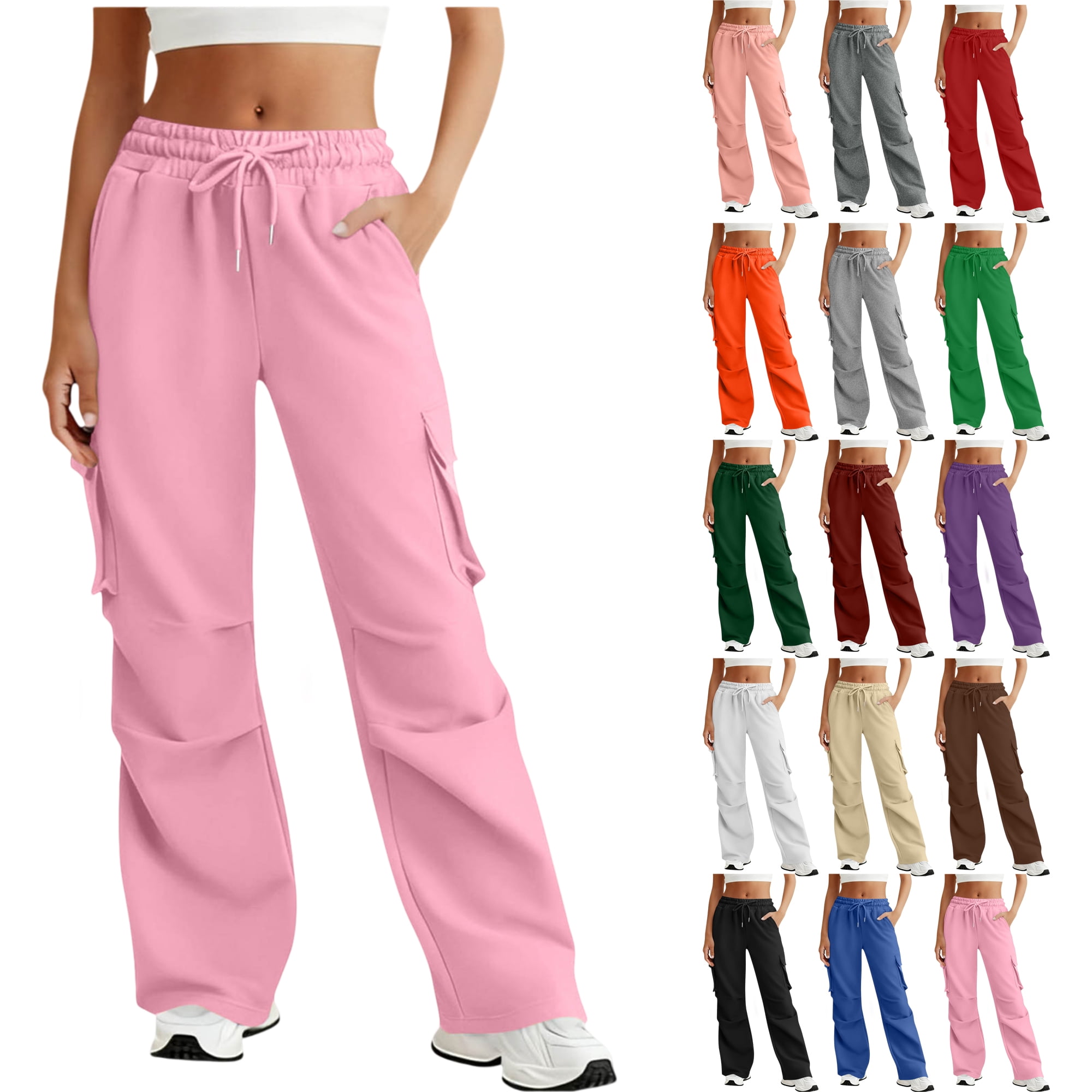 Women's Sweatpants Casual Drawstring Solid Color Elastic Waist Sports ...