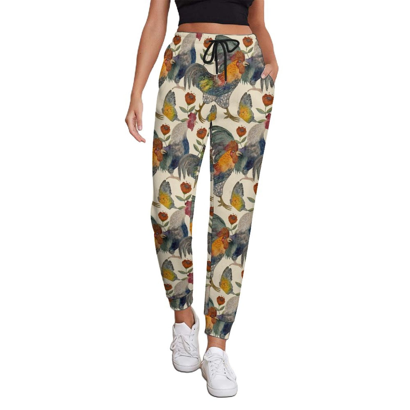 Women's Sweatpants, Multi-Colored Roosters Baggy Sweatpants Joggers for ...