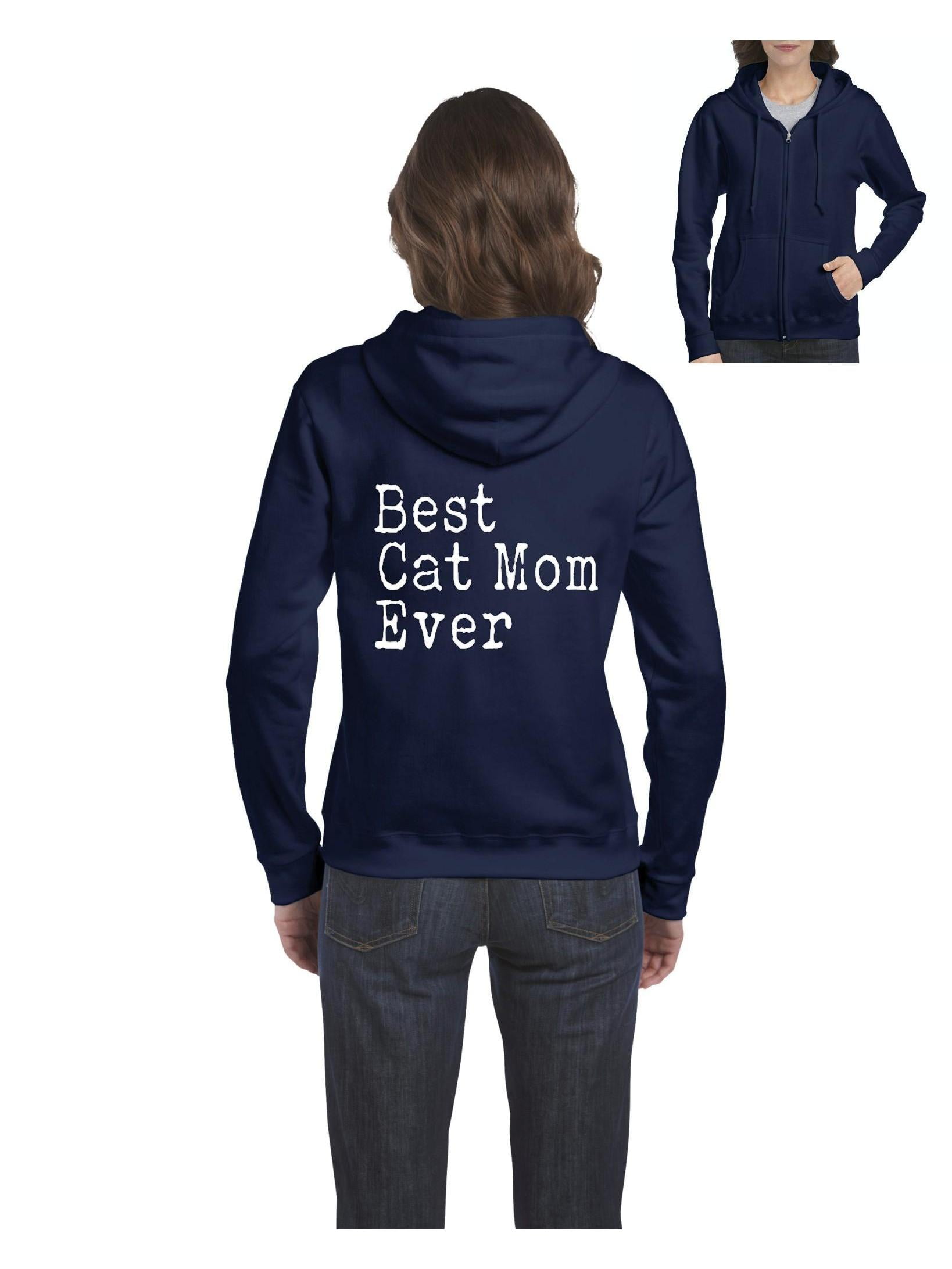 Women's Sweatshirt Full-Zip Pullover - Best Cat Mom - Walmart.com