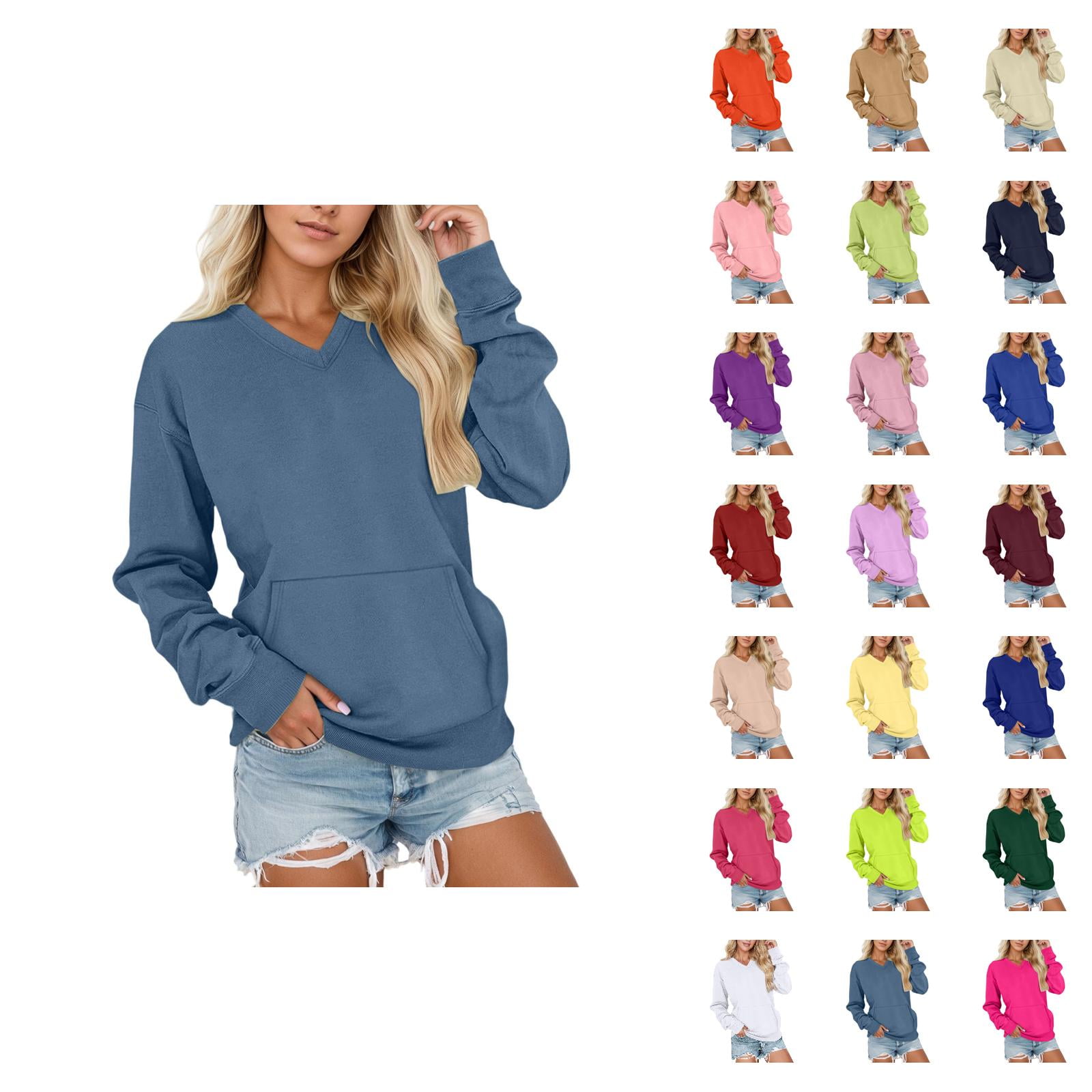 Women's Sweatshirts 2025 Fall Winter Long Sleeve V-Neck Basic ...