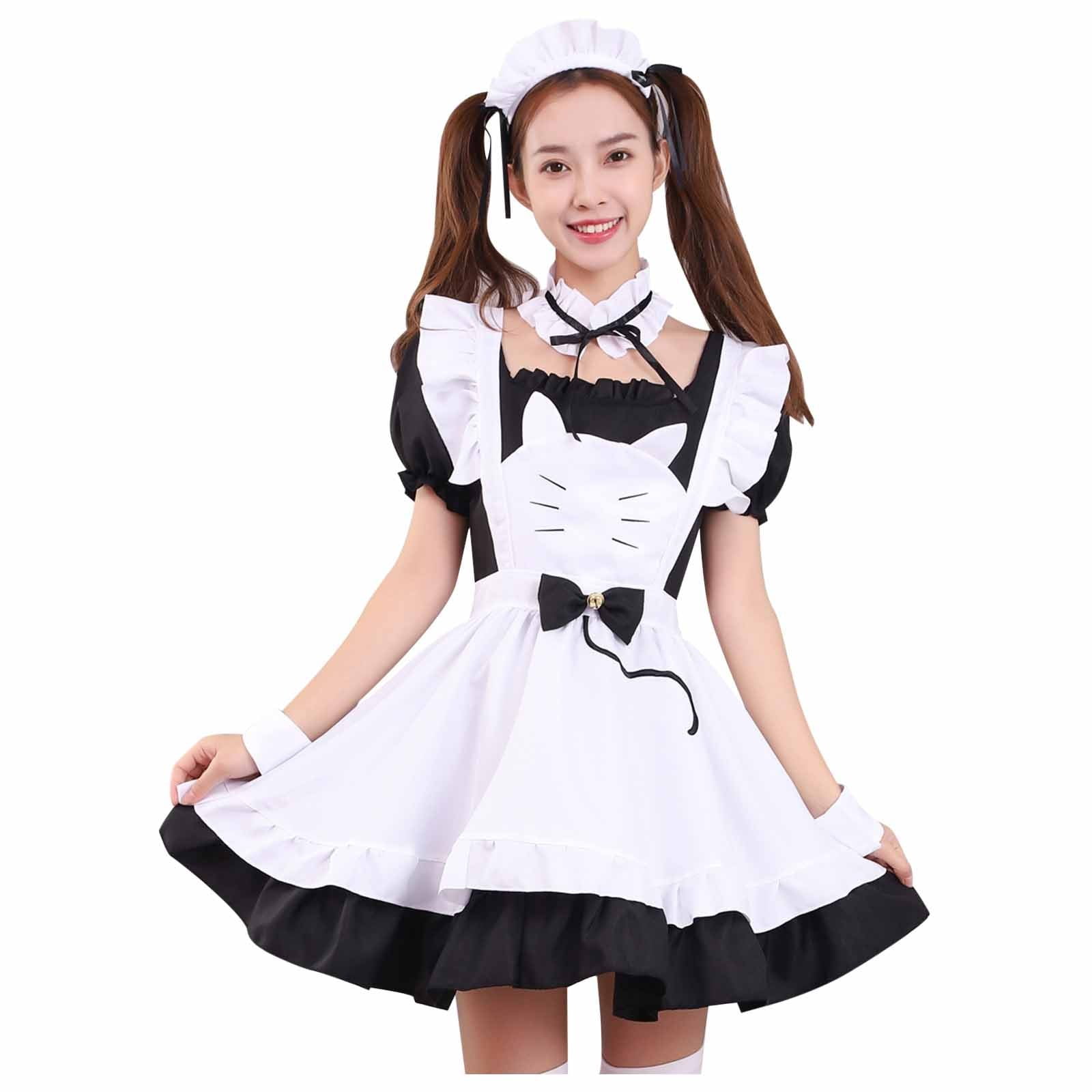 Women's Sweet Anime Maid Attire Petite Cute Kawaii Dress for Girls Ren ...