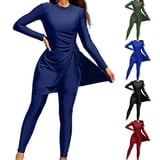 Women's Swimsuit 2 Piece Set Crew Neck Long Sleeve Drawstring Tops Long ...
