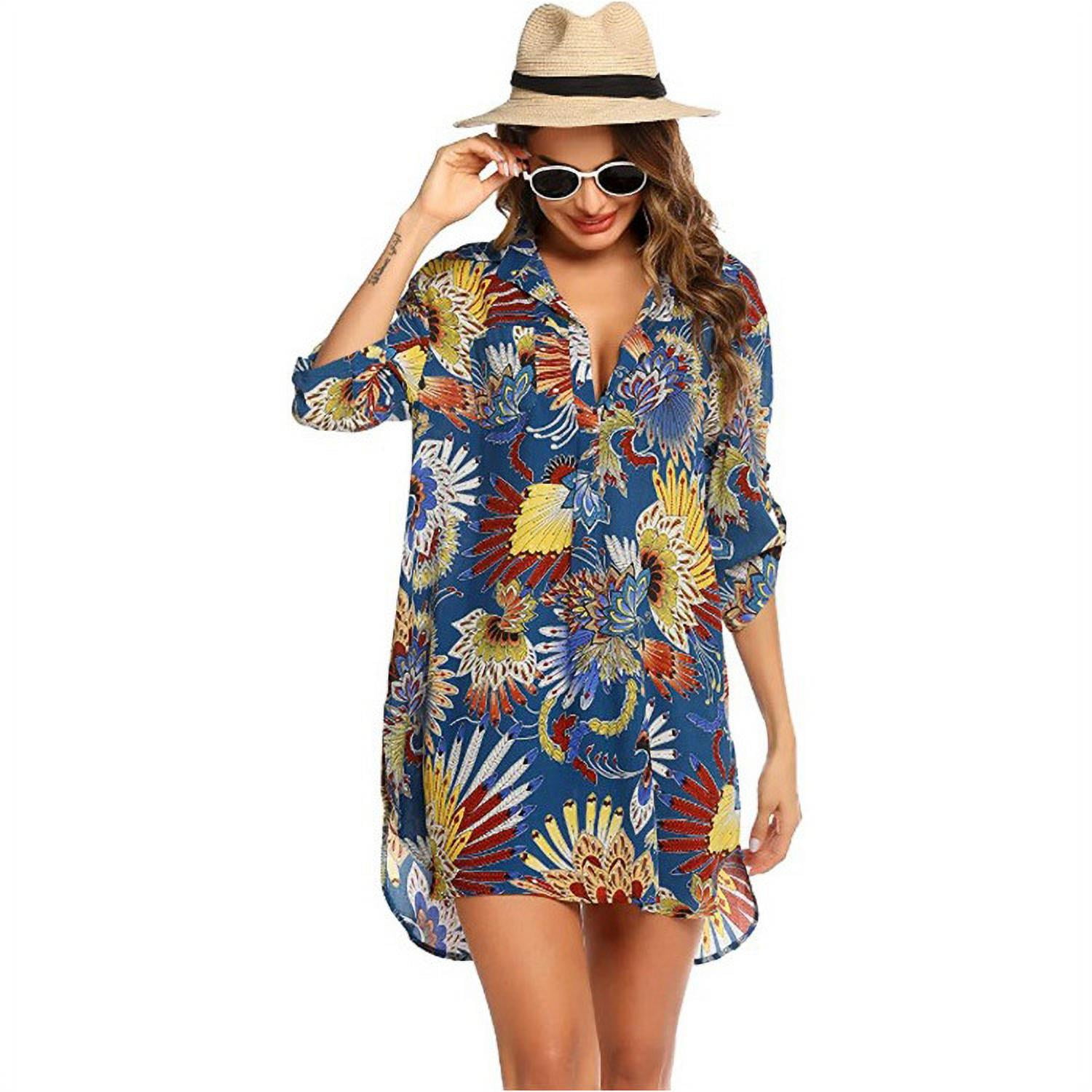 Women's Swimsuit Beach Cover Up Shirt Bikini Beachwear Bathing Suit ...