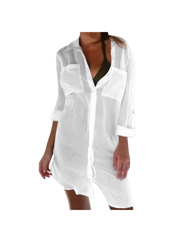 White Button Up Cover Up
