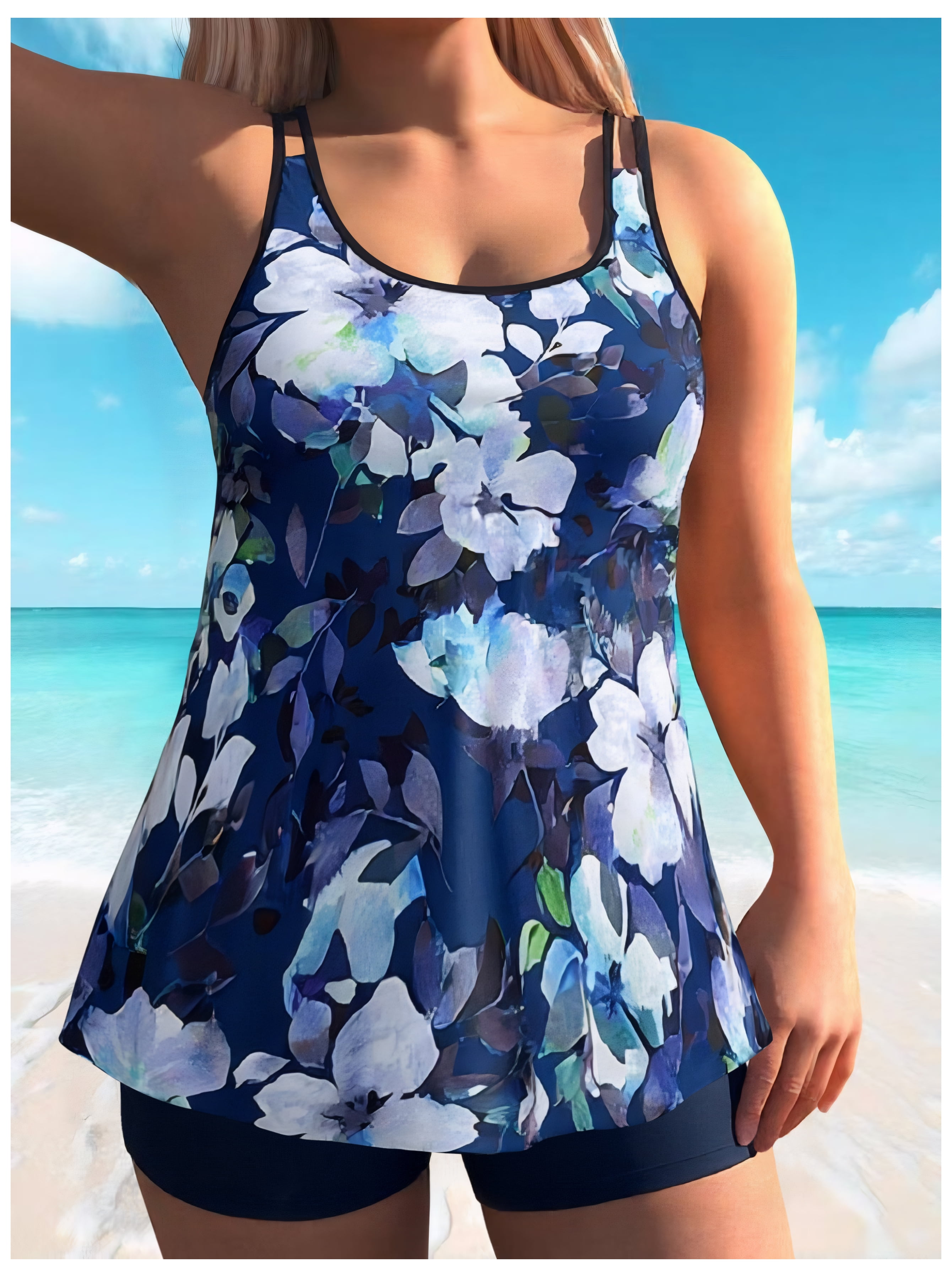Women's Swimwear Set - Hourglass Swimsuit Two Piece with Swim Top ...
