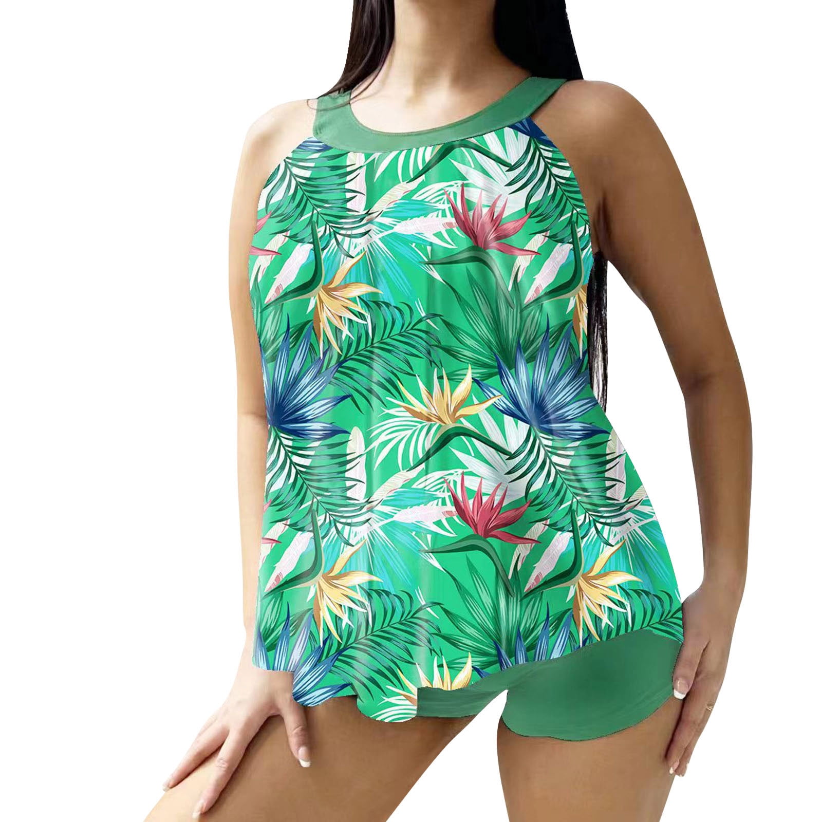Womens Swimwear Tankini 2 Piece Normal Swimsuit Backless 2 Piece