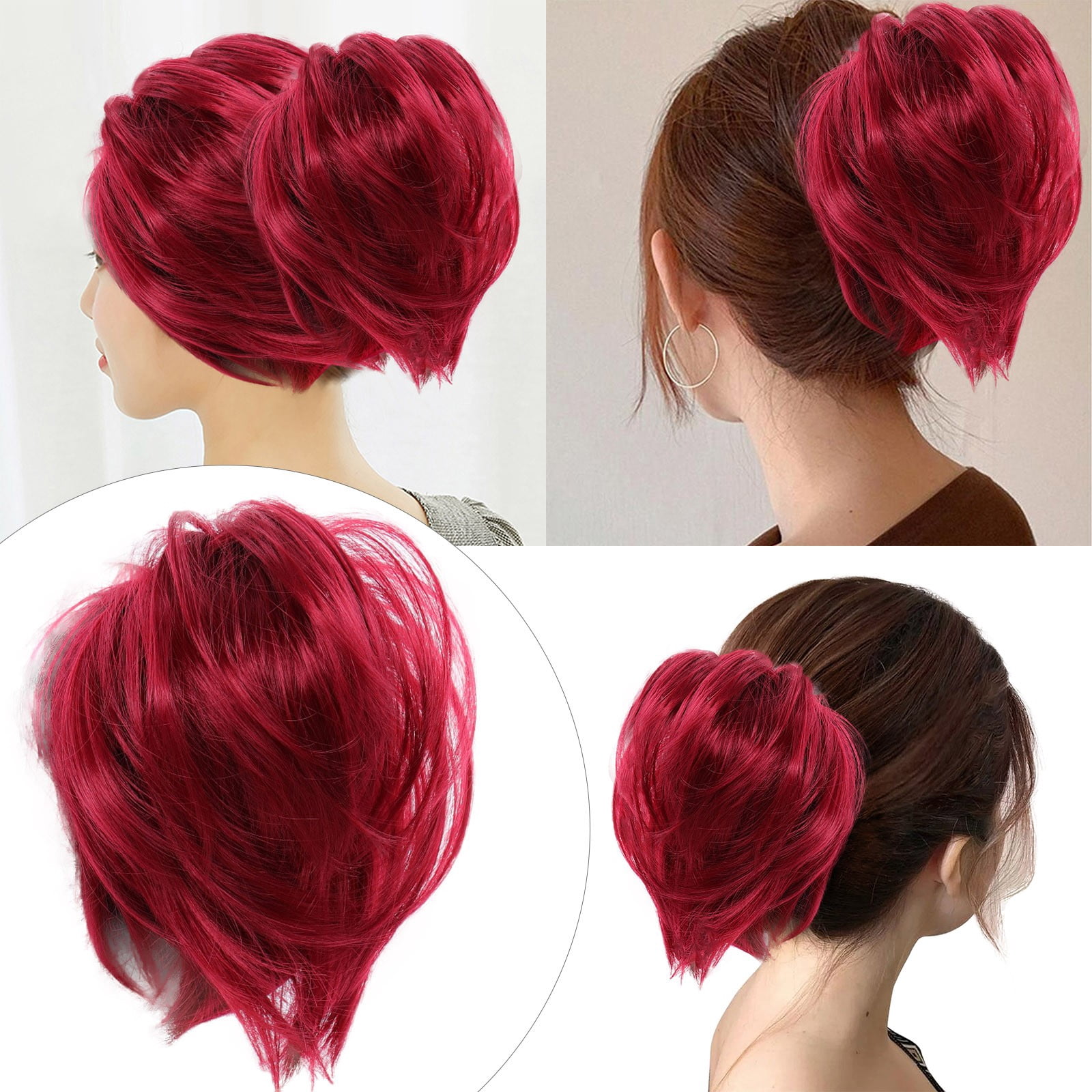 Women’s Synthetic Wig Hairband, Cocktail Bun Wig - Burg# Model ...